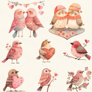 Watercolor Love Birds Clipart, Nursery Clipart, Valentine Animal Couple ...