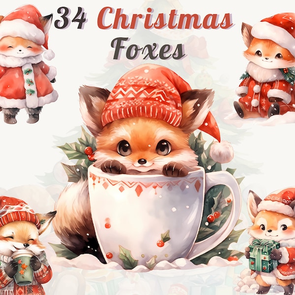 Watercolor Foxes - Etsy