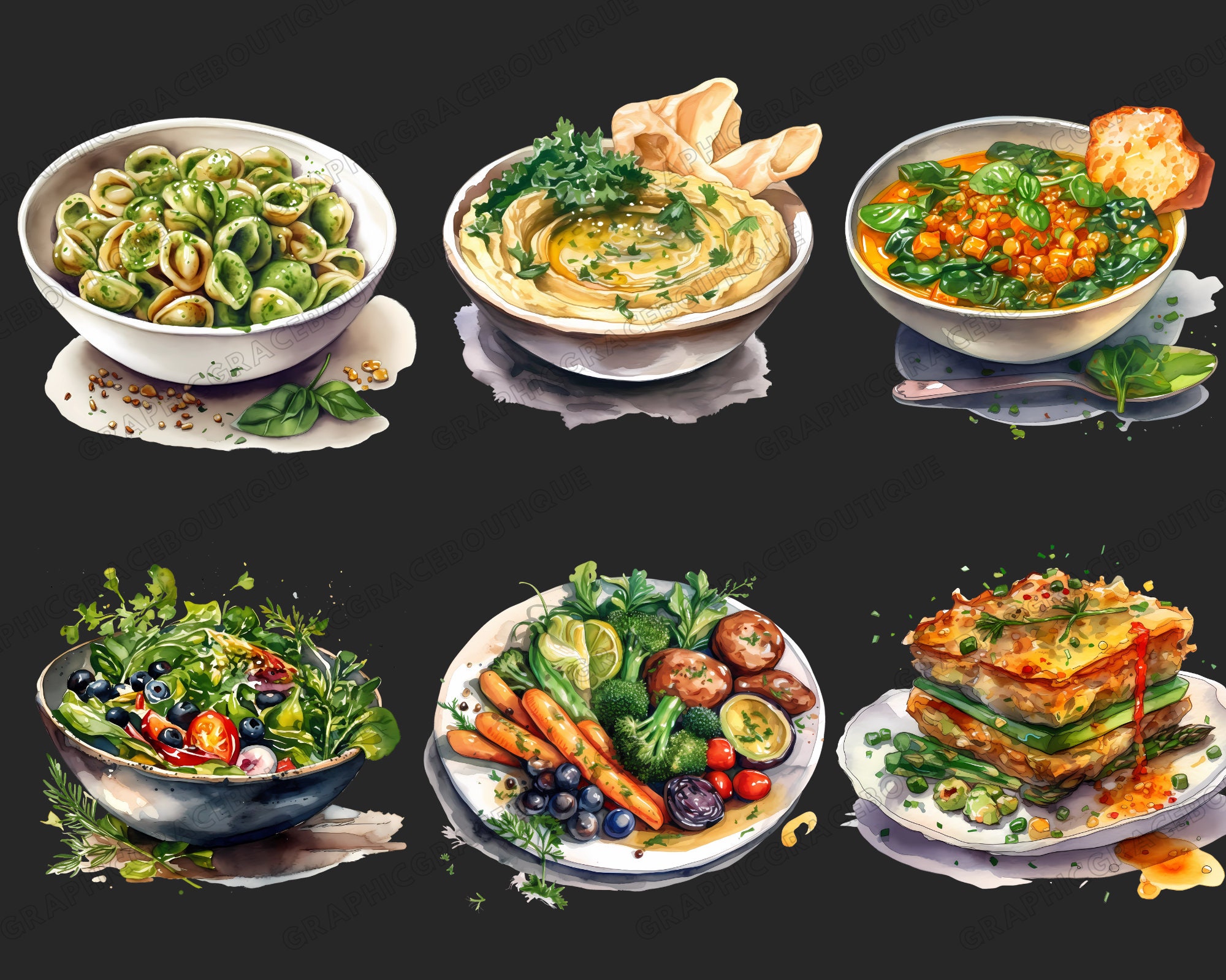 Healthy Meals Digital Clipart Bundle Healthy Foodwhole - Etsy