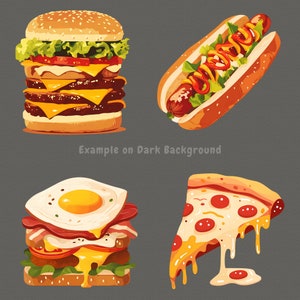 Minimalist Fast Food Clipart: Burger, Pizza, Fries (digital Download ...