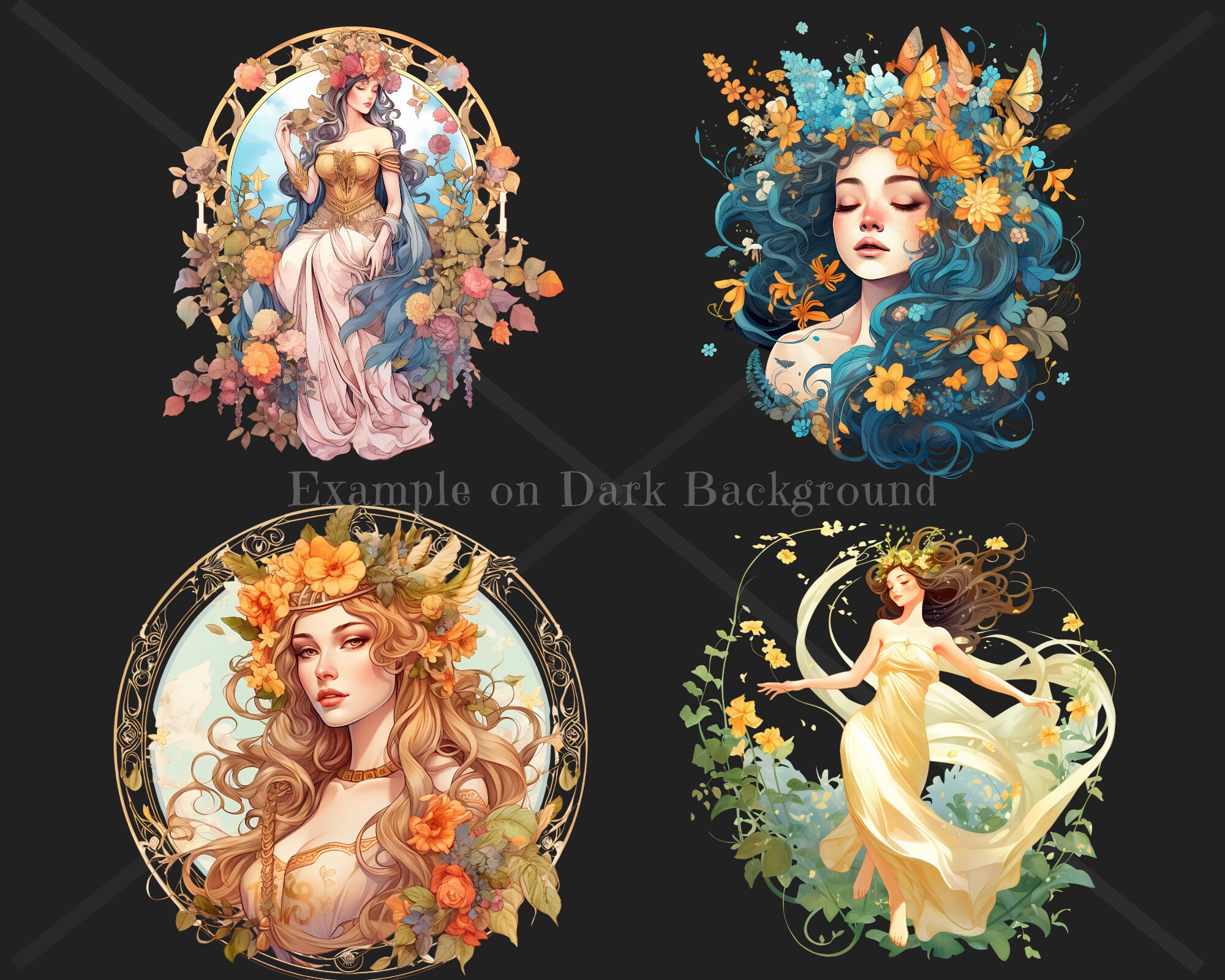 June Goddesses Watercolor Digital Clipart Bundle - Etsy