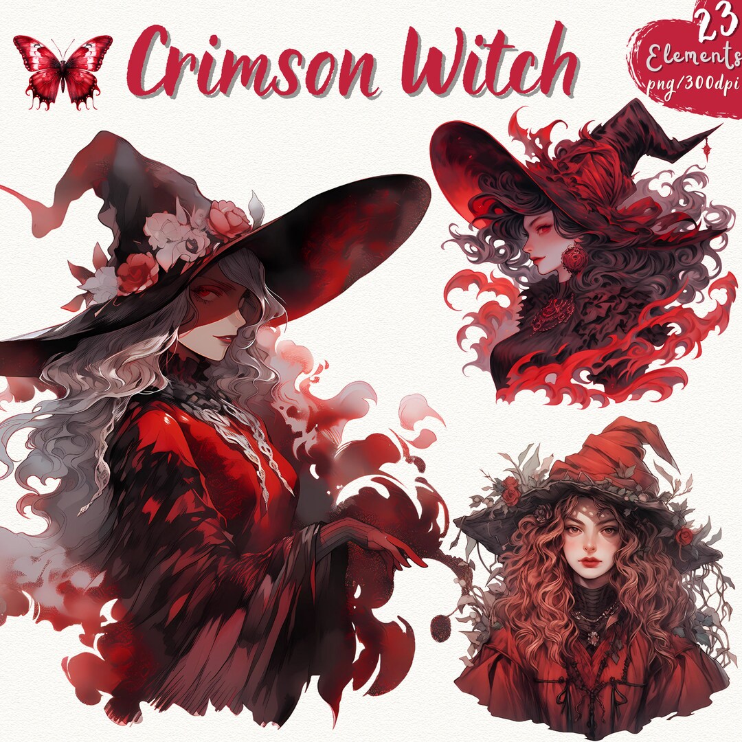 Enchanting Crimson Witch Clipart - Lovely Transparent Portraits and ...