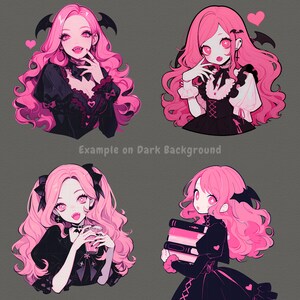 Cute Pink Vampire Girl Digital Stickers, Vampire Clipart, Journaling ...