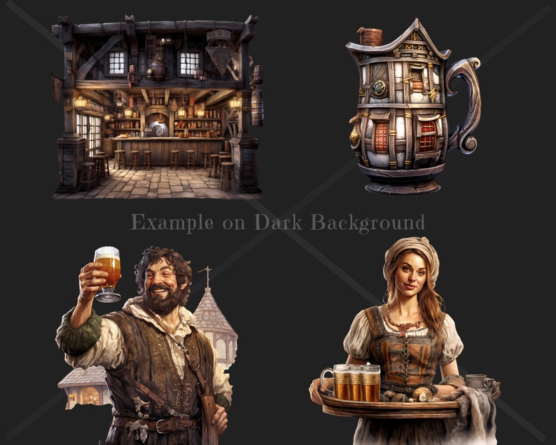 Medieval Tavern Digital Clipart Bundle Cozy Inns and Bards - Etsy