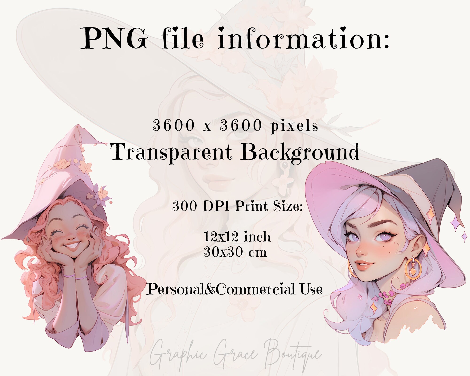 Pastel Witches Clipart Bundle PNG Pastel Witches Art, Adorable Pastel ...