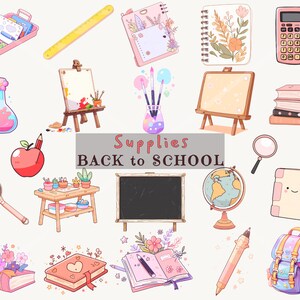 Back to School Clipart Bundle - 57 Cute Cartoon Illustrations, Cute ...