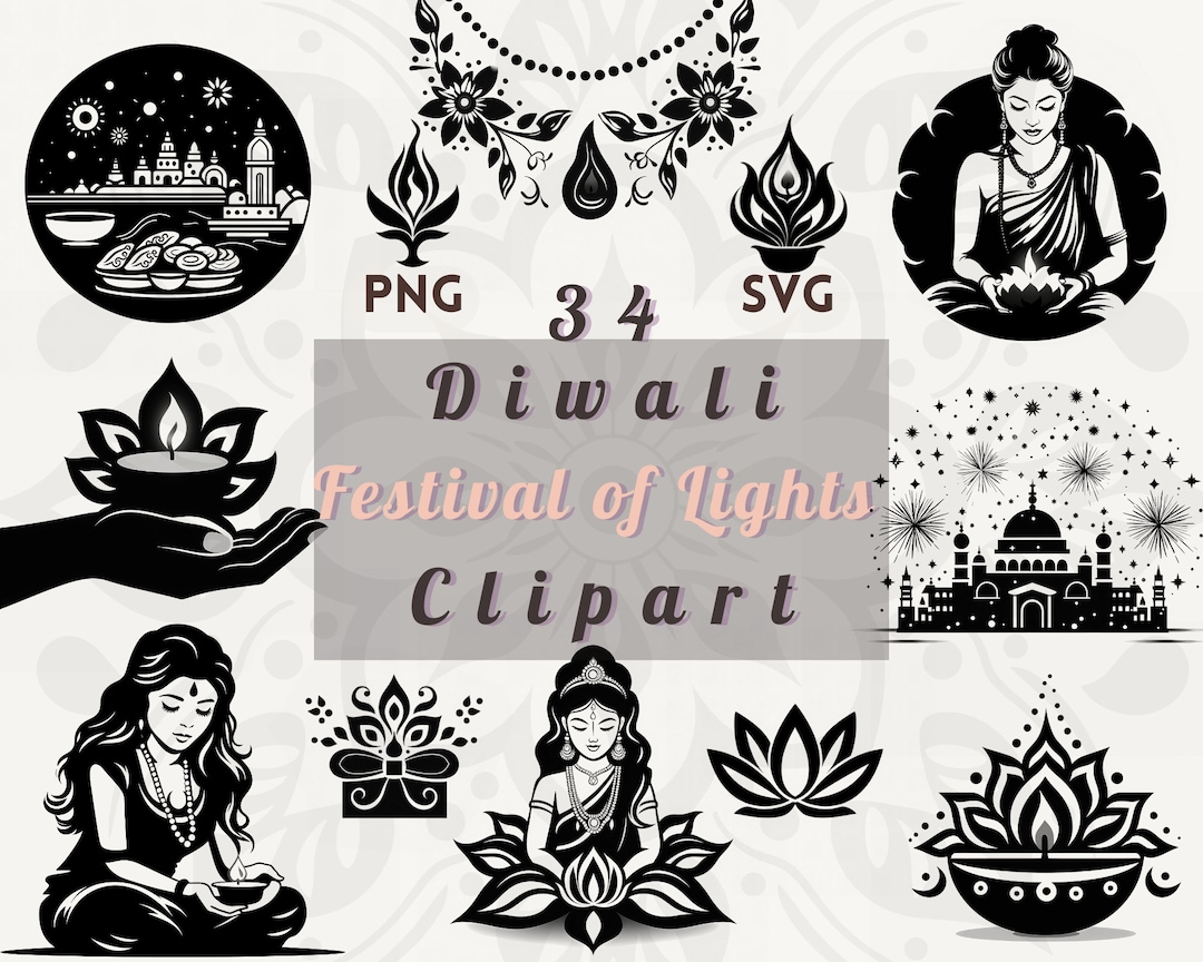 Diwali Clipart Bundle – Indian Festival of Lights PNG Set – Rangoli ...