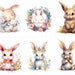 Adorable Bunny Watercolor Clipart Bundle Digital PNG Images for ...