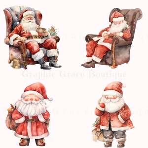 Santa Claus Watercolor Clipart Bundle, Christmas Santa PNG, Reindeer ...