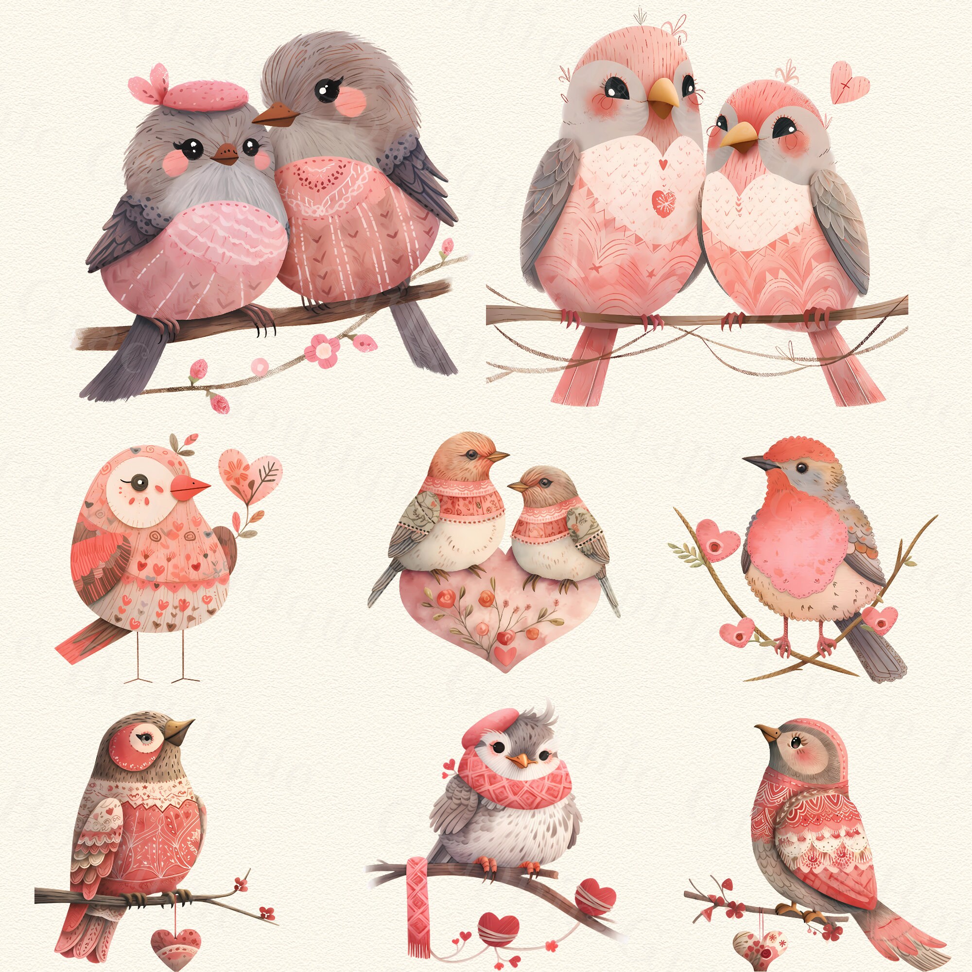 Watercolor Love Birds Clipart, Nursery Clipart, Valentine Animal Couple ...