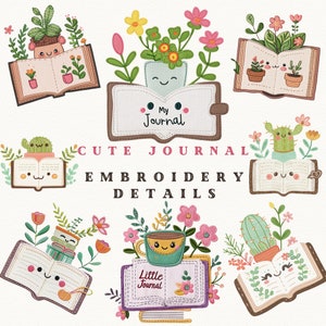 Little Cute Floral Journal Clipart Embroidery Details, PNG Graphics ...