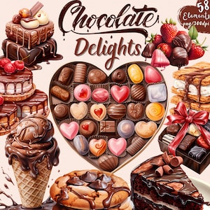 Valentine's Day Chocolate Clipart, Sweet Treats PNG (digital Download ...