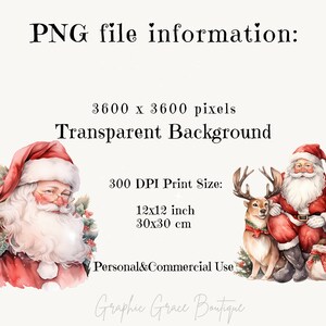 Santa Claus Watercolor Clipart Bundle: 19 PNG Christmas Art (digital ...