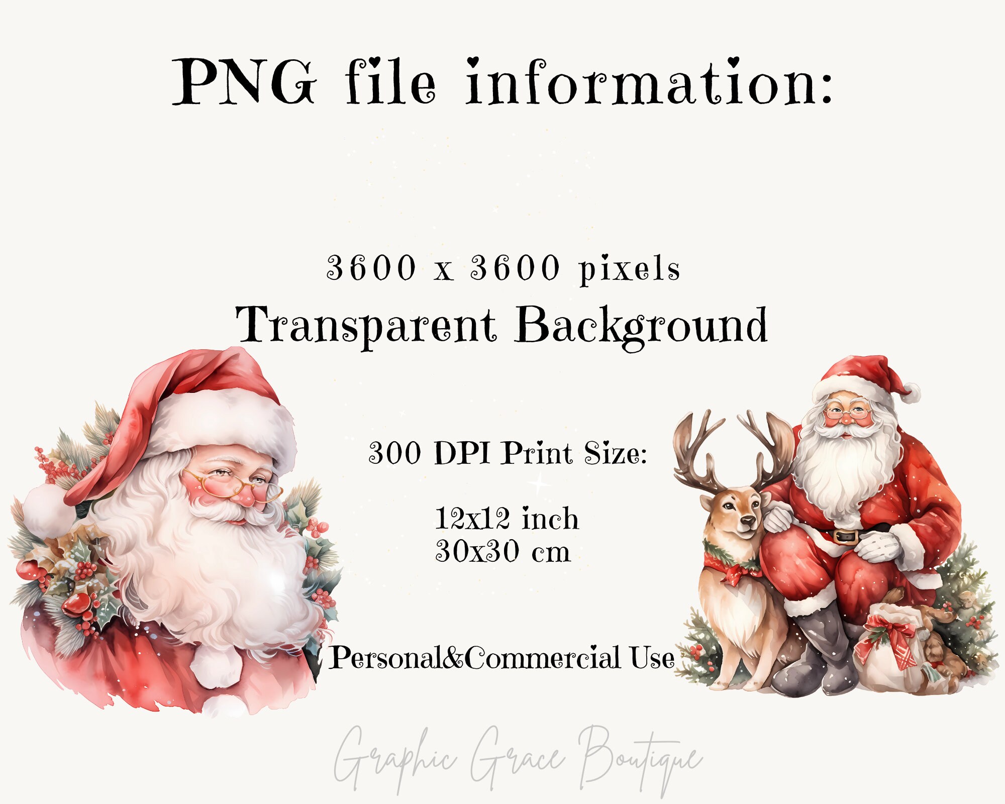 Santa Claus Watercolor Clipart Bundle: 19 PNG Christmas Art (digital ...