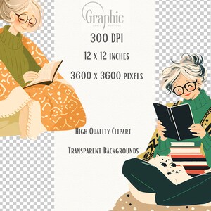 Cozy Reader Clipart: Book Lover PNG Stickers (digital Download) - Etsy