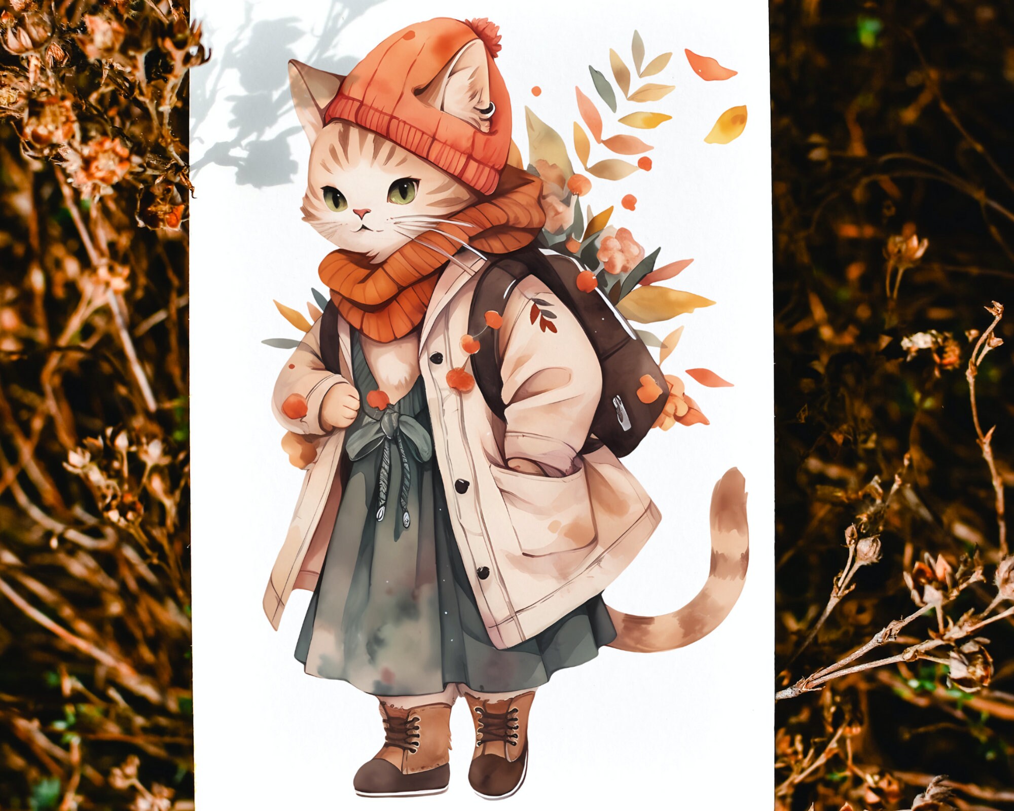 Autumn Cats Watercolor Clipart Bundle 26 High-quality Pngs - Etsy