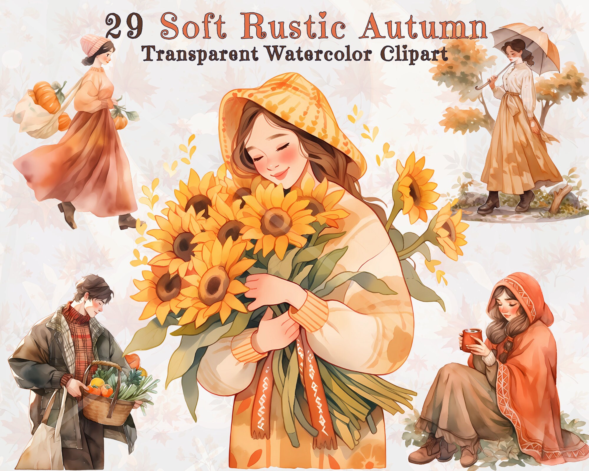 Rustic Autumn Watercolor Clipart Bundle 29 PNG Images - Etsy