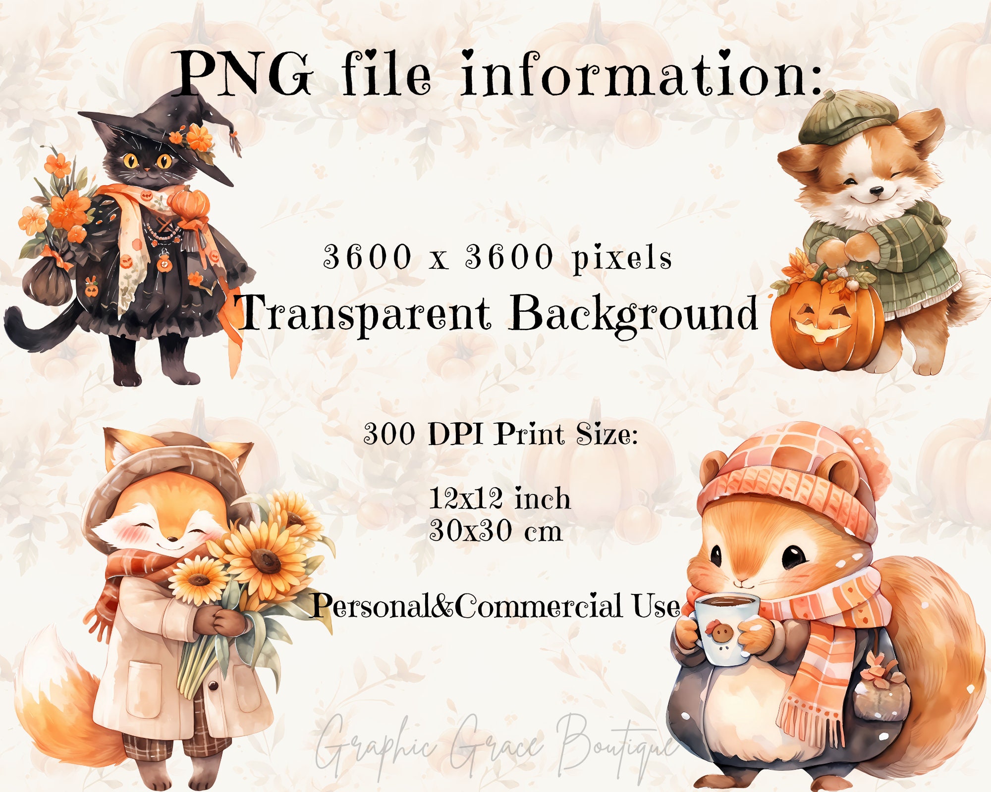 Autumn & Halloween Animal Clipart Mega-bundle: 150 Adorable - Etsy