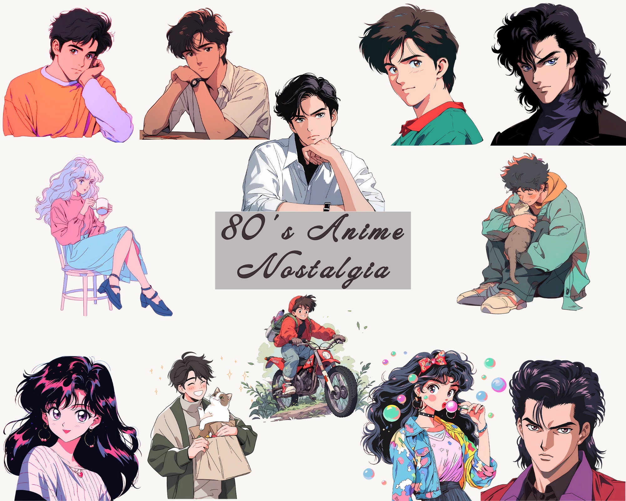 Retro 80's Anime & Manga Style Clipart Bundle 61 - Etsy Canada