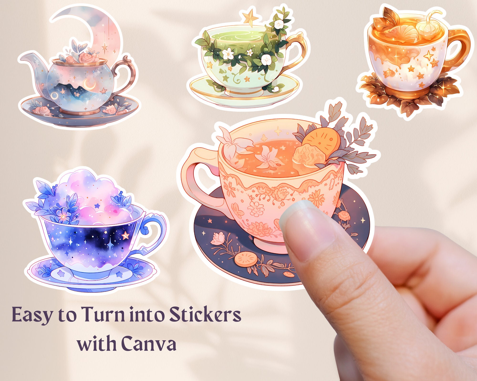 Enchanting Celestial Tea Time Clipart Bundle 22 Watercolor - Etsy