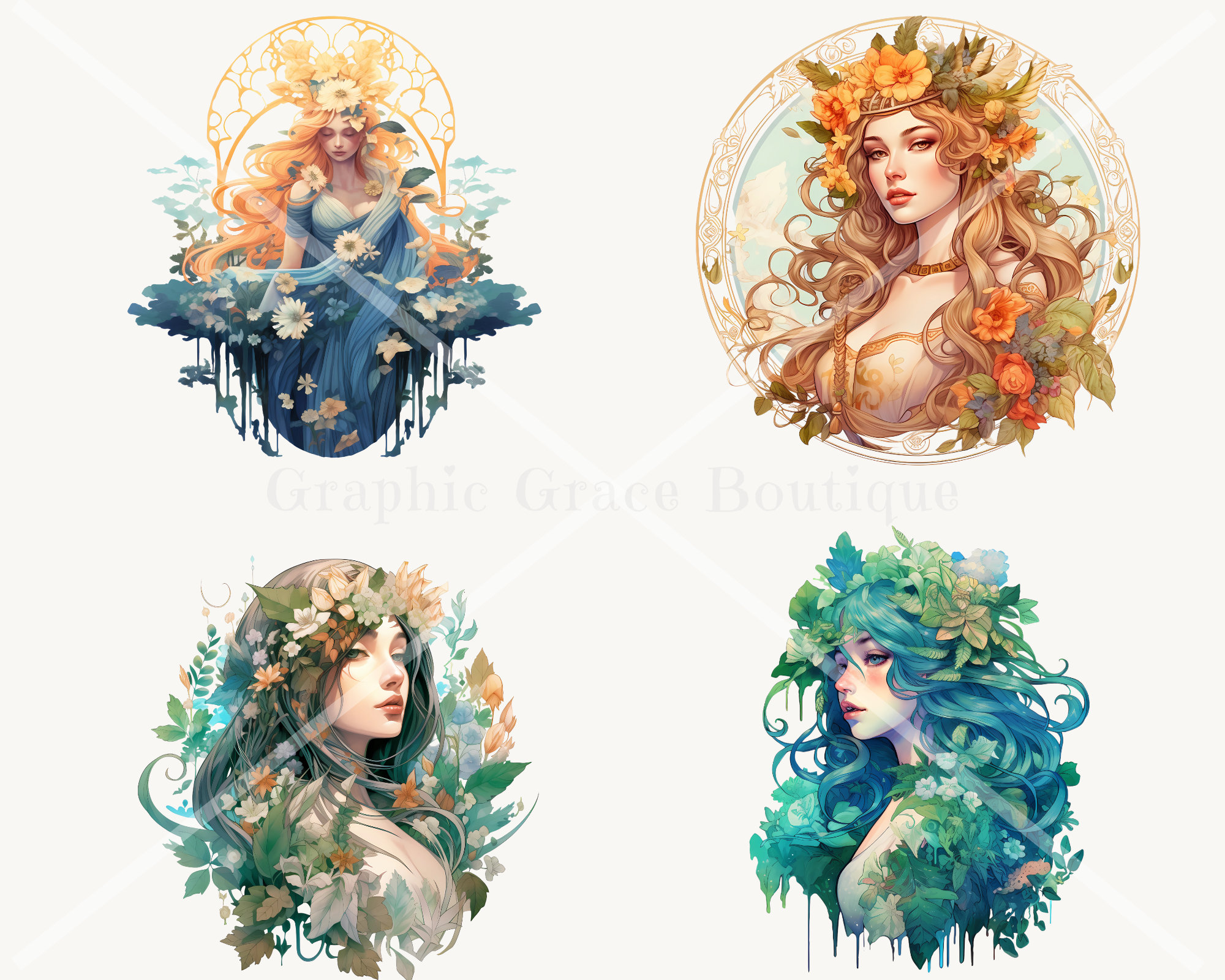 June Goddesses Watercolor Digital Clipart Bundle - Etsy