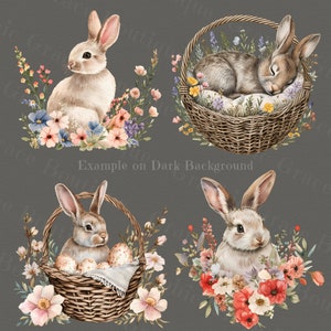Watercolor Adorable Easter Bunny Clipart -nursery Clipart- Whimsical ...