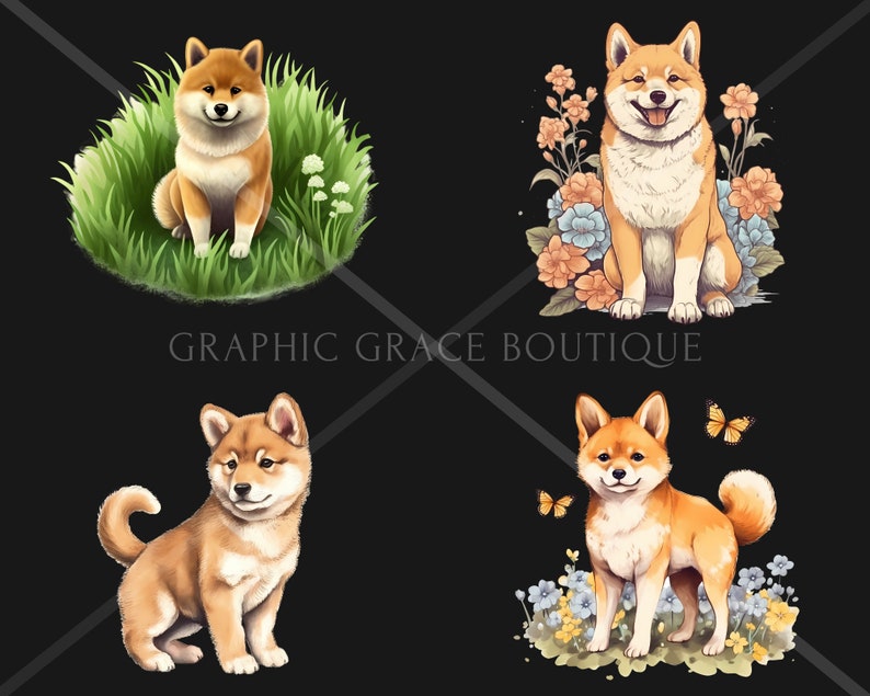 Shiba Inu Watercolor Dog Clipart, Digital Download, Commercial Use, DIY ...