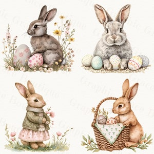 Watercolor Adorable Easter Bunny Clipart -nursery Clipart- Whimsical ...