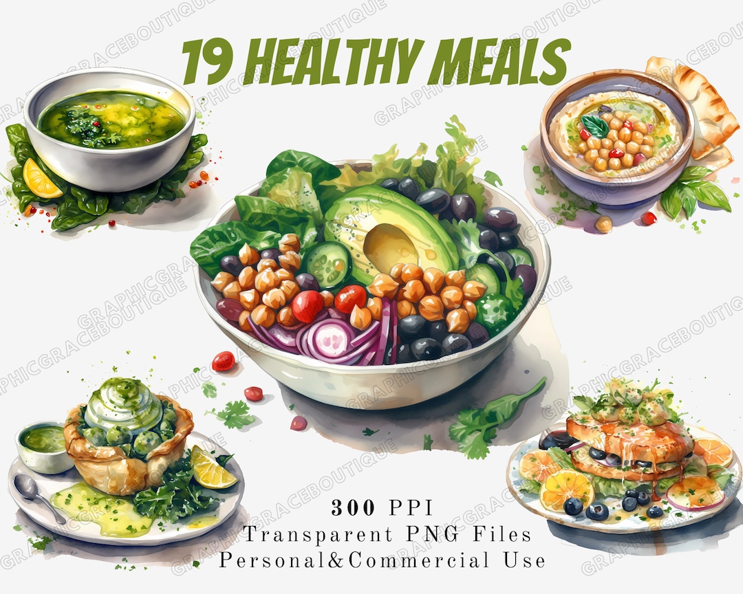 Healthy Meals Digital Clipart Bundle - Healthy Food,whole Food,recipes ...
