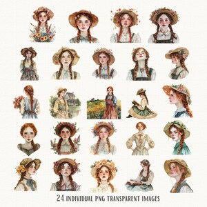 Anne of Green Gables Cottagecore Watercolor Clipart – Vintage Storybook ...