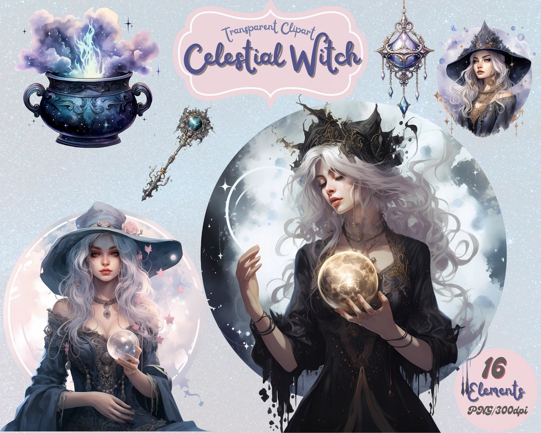 Celestial Witch Digital Clipart Bundle | High Quality PNG Witchcraft Images for Commercial Use ...