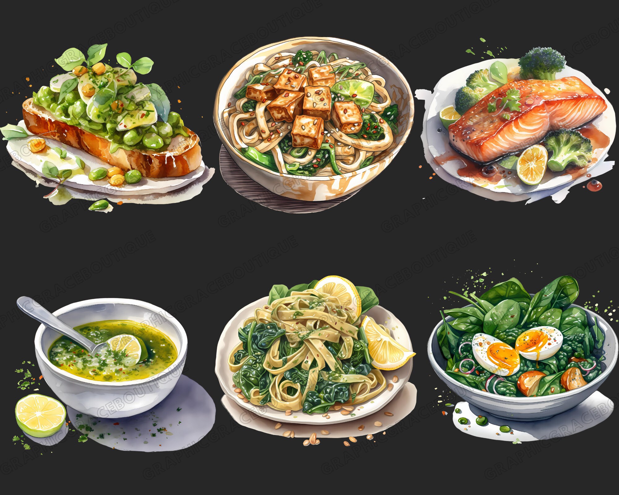 Healthy Meals Digital Clipart Bundle Healthy Food,whole Food,recipes ...