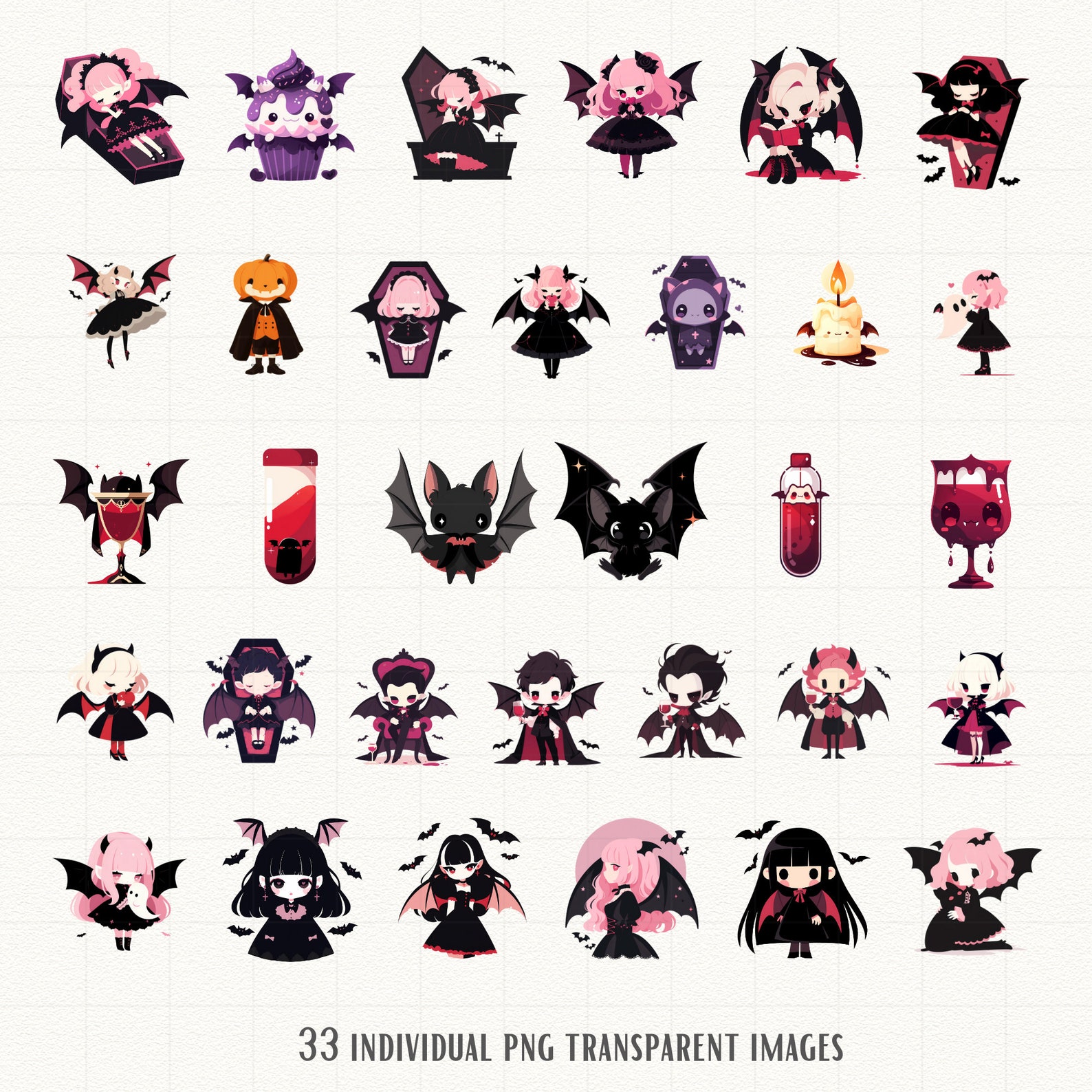 Adorable Vampire Clipart: Whimsical Halloween Stickers (digital ...