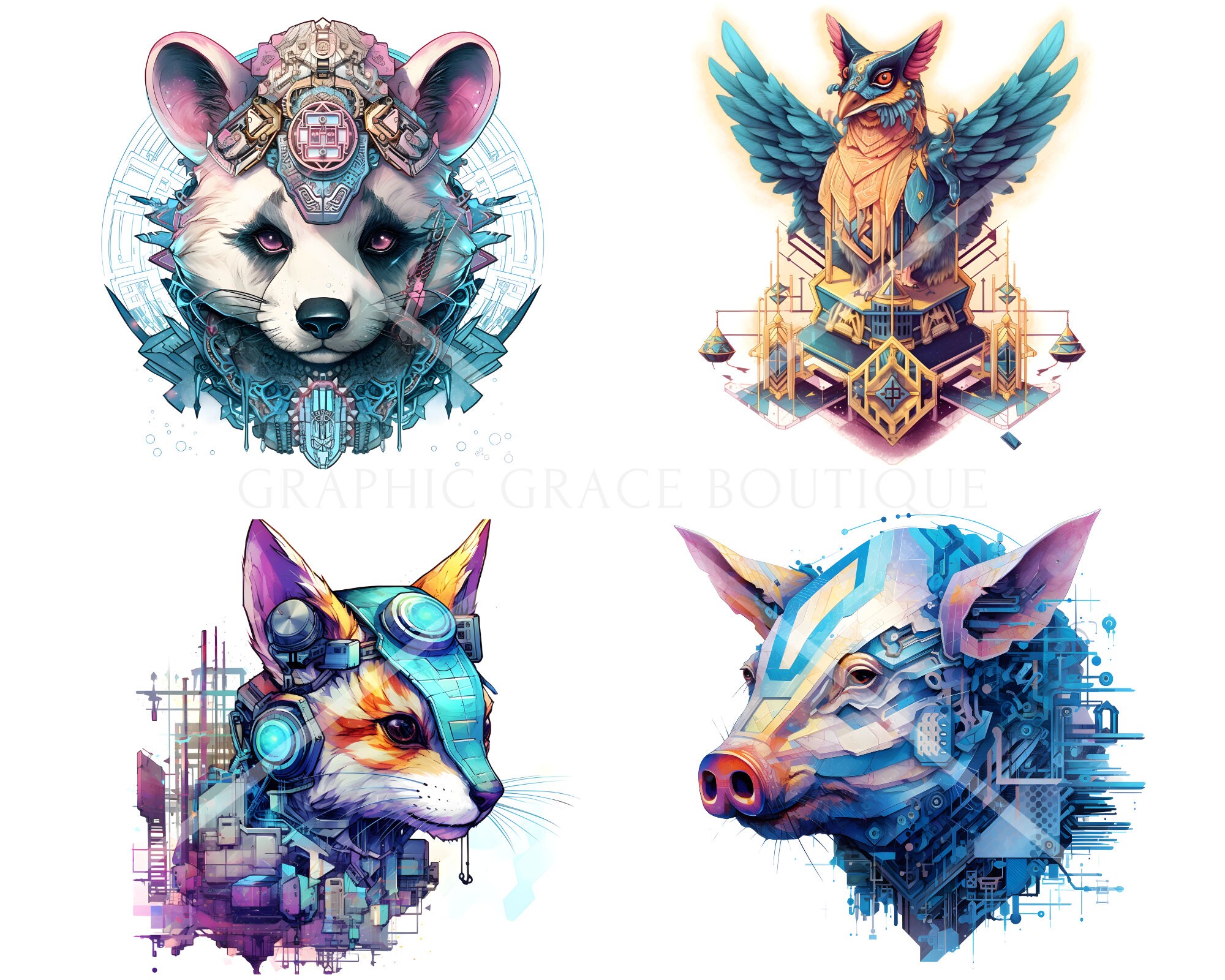 Cyberpunk Animals Digital Clipart Bundle Futuristic and - Etsy UK