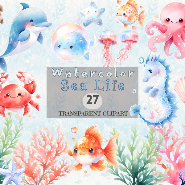 Sea Life Watercolor - Etsy