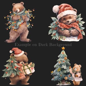 Watercolor Christmas Bears Clipart: Winter Holiday PNG Bundle - Etsy