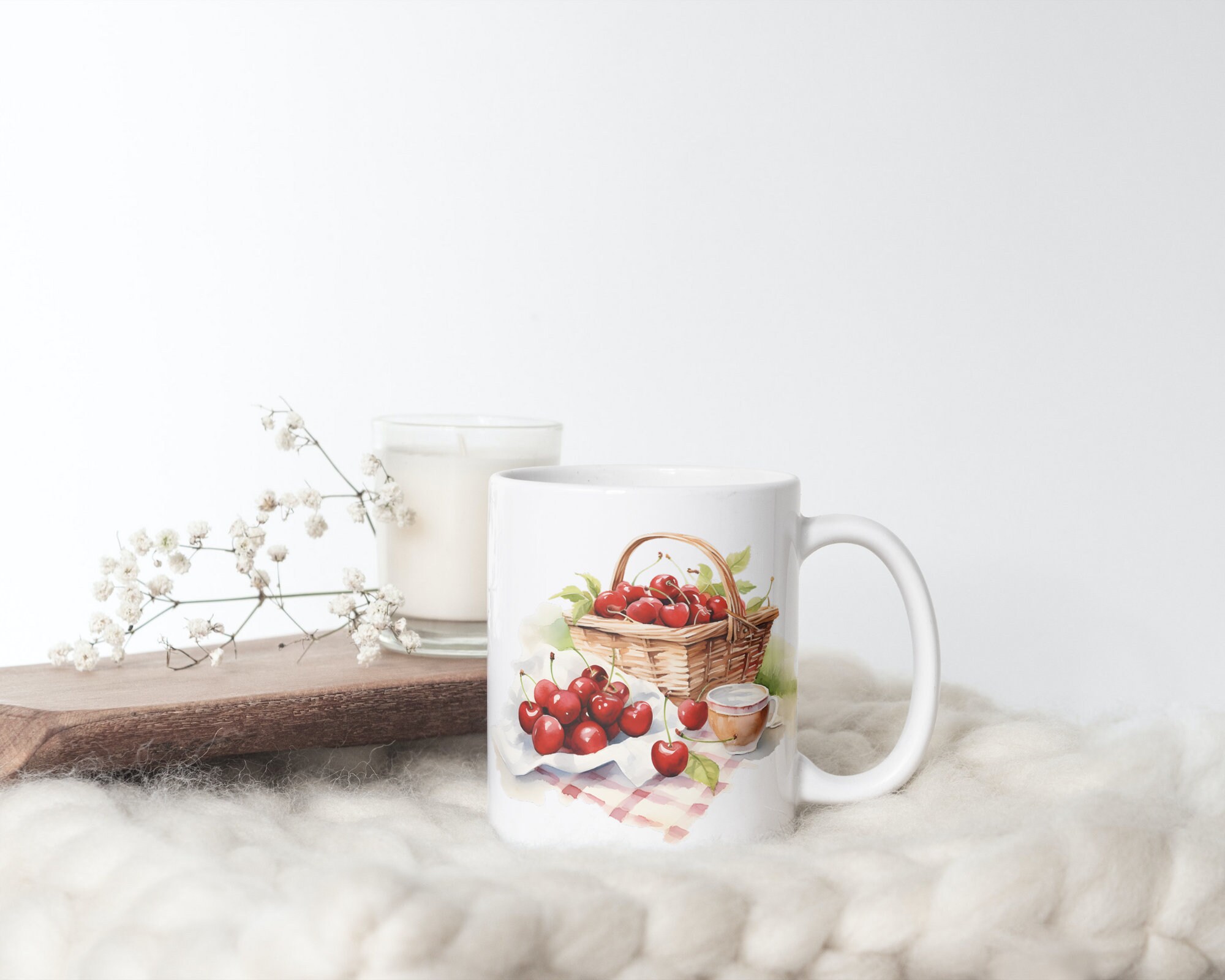 Watercolor Cherry Clipart Bundle: PNG Images of Fresh - Etsy