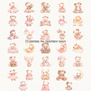 Adorable Pastel Pink Watercolor Teddy Bear Clipart | Pink Teddy Bear ...