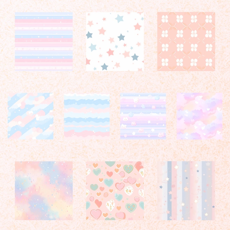 Soft Pastel Digital Paper Bundle Pastel & Minimalist Line Art, Pastel ...