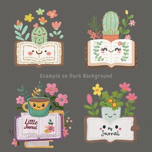 Little Cute Floral Journal Clipart Embroidery Details, PNG Graphics ...