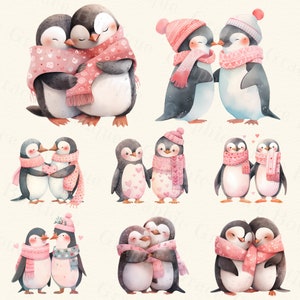 Watercolor Love Penguin Clipart, Nursery Clipart, Valentine Animal ...