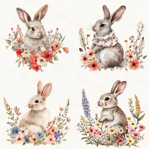 Watercolor Adorable Easter Bunny Clipart -nursery Clipart- Whimsical ...