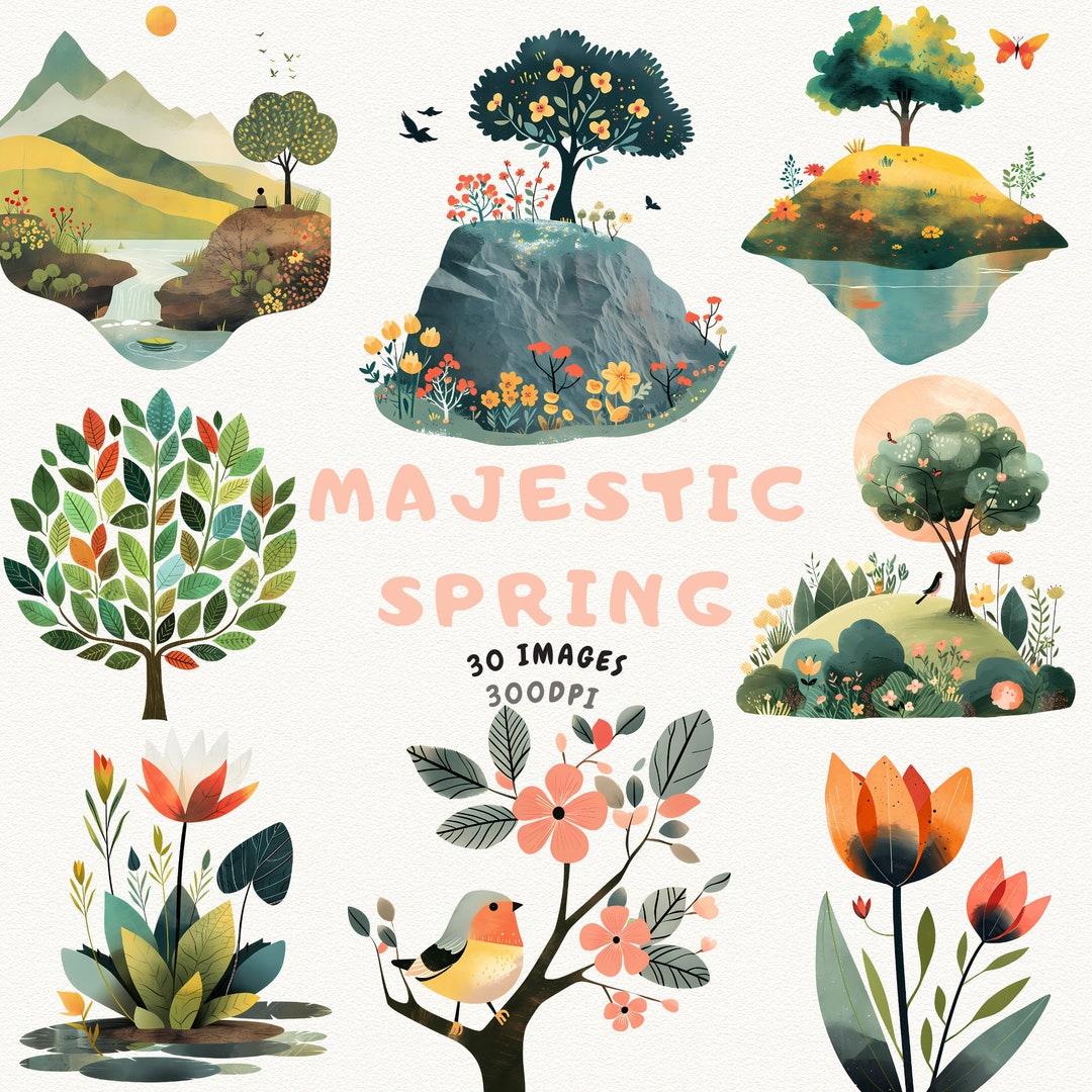 Spring Splendor: Majestic Scenes - Vibrant Clipart Collection of ...