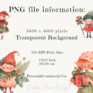 Watercolor Christmas Elves Clipart: Festive PNG Bundle - Etsy