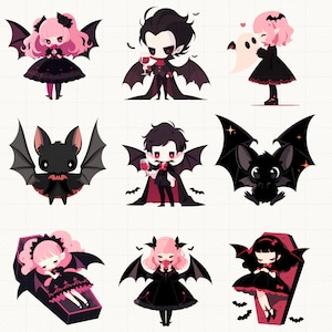 Adorable Vampire Clipart: Whimsical Halloween Stickers (digital ...