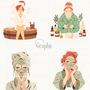 Relaxing Spa Day Clipart, Adorable Clipart, Spa Girl Clipart, Bath ...