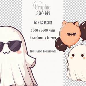 Adorable Ghost Clipart Bundle-halloween Pngs With Pumpkins, Witch Hats ...