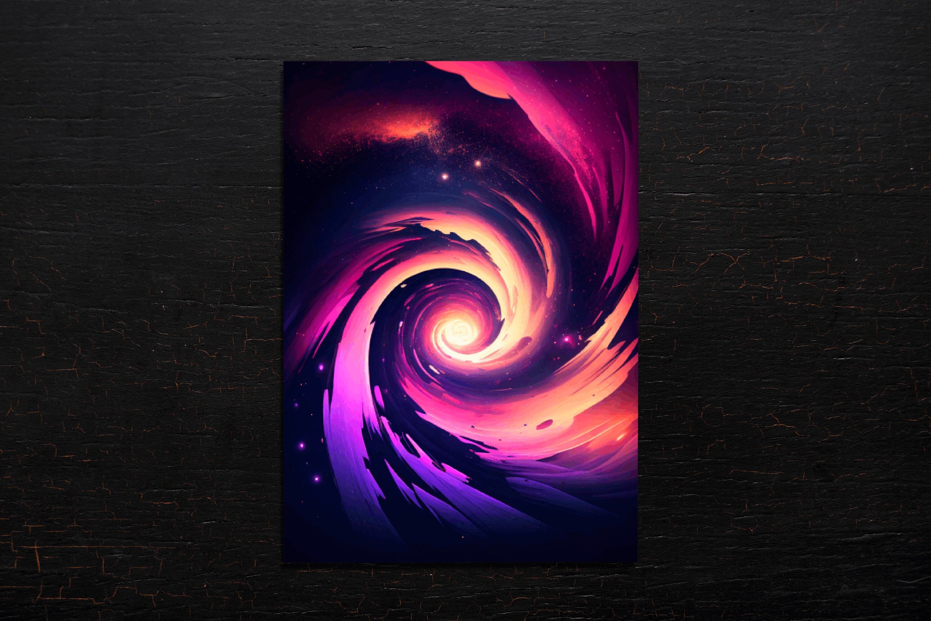 Vintage / Retro Digital Poster | Synthwave Spiral Galaxy Space ...