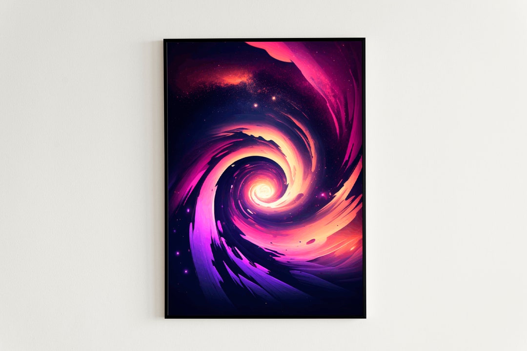 Vintage / Retro Digital Poster | Synthwave Spiral Galaxy Space ...