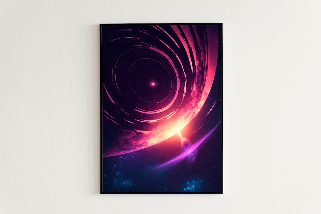 Vintage / Retro Digital Poster | Synthwave Spiral Galaxy Space ...